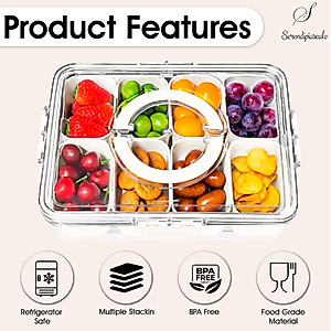 Big Snackle Box Charcuterie Container - Food Grade Portable Snack Box for Travel, Beach, and Car - Snack Shield Lock, Snap-On Tray, and Snack Storage for Charcuterie and More.