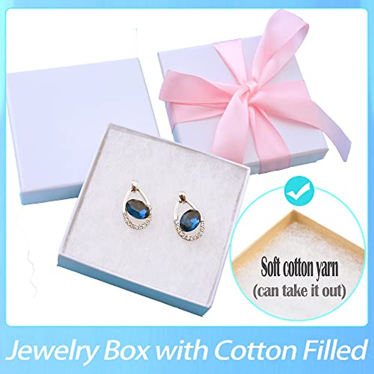 20 Pack Cardboard Jewelry Boxes Bulk -3.5"x3.5"x1" Cotton Filled Small Gift Boxes With Lids For Jewelry Packaging,White Small Jewelry Gift Boxes For Necklaces and Bracelets.small Gift Box For Jewelry