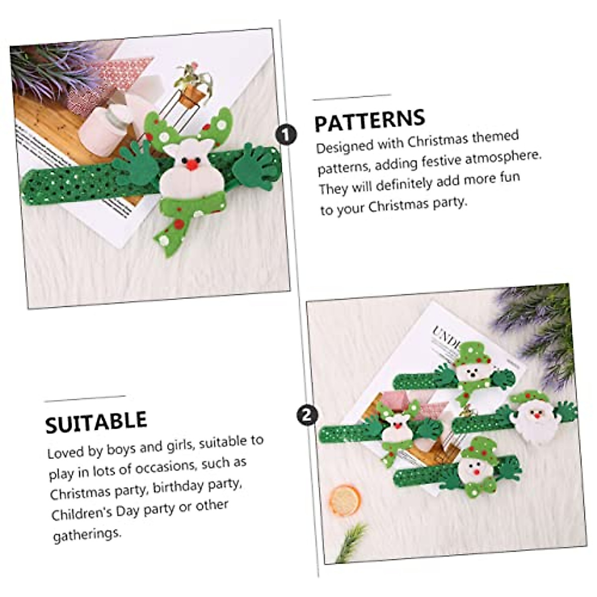 TOGEVAL 8pcs Papa Circle Stocking Stuffers Nativity Toys for Kids Party Bag Stuffers for Kids Christmas Slap Wristband Christmas Classroom Gifts Snap Wristbands Kids Kids Slap Band Decor