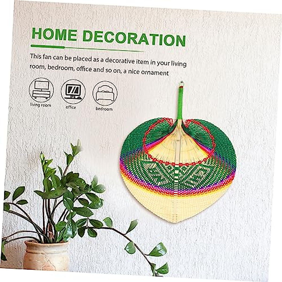 Garneck 2pcs Cattail Fan Natural Bamboo Wicker Wall Decor Hand Fans for Weddings Headboard Fan Palm Fan Bamboo Decor Bamboo Fan Retro Decor Cool Pu Fan Hawaii Banquet Literature and Art