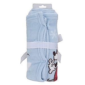 Disney Mickey and Minnie Mouse Blue, White and Red Winter Holiday Oh, What Fun! Snowflakes Photo Op Super Soft Baby Blanket