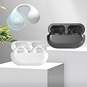 BNGXR Wireless Ear Clip Bone Conduction Headphones, 2023 New Open Ear Headphones Wireless Bluetooth, Bone Conduction Headphones Bluetooth Earphones for Running, Sports, Cycling, Driving (White)