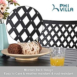 PHI VILLA Patio Swivel Bar Stools Set of 2, Outdoor Bar Height Bistro Dining Chairs, All-Weather Patio Metal Furniture Set with Armrest and Seat Cushion for Garden Backyard Lawn, Red