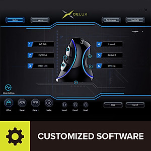DeLUX Ergonomic Mouse, Wired Large RGB Vertical Mouse with 6 Buttons, 4000DPI, Removable Wrist Rest for Carpal Tunnel (M618Plus RGB-Wired)