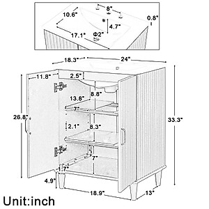 Bellemave Bathroom Vanity with Sink 24 Inch Bathroom Sink Cabinet with 2 Doors, Rosy