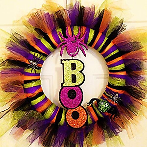 Ginfonr Halloween Tulle Rolls with Orange Black Purple Fabric Bolt Spool for Wedding Tutu Table Skirt DIY Crafting Favors Pew Bow Banquet Party Decor (6 Inches x 25 Yards, 3 Roll)