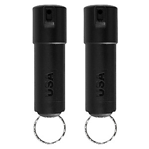 POLICE MAGNUM Pepper Spray Spin Top- SMALL & COMPACT Keychain for Security Protection- 1/2oz Black