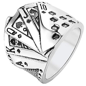 Jude Jewelers Stainless Steel Poker Games Casino Cocktail Party Biker Spade Ring (Silver, 10)