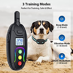 GHORA RS1 Dog Training Collar w/Remote 1200Ft Control Range, Dog Shock Collar 3 Modes, Beep, Vibration and Shock,Rechargeable Waterproof Trainer E-Collar,for Small Medium Large Dogs(8-150lbs)