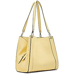 Calvin Klein Ellie Novelty Triple Compartment Shoulder Bag, Lemon,One Size
