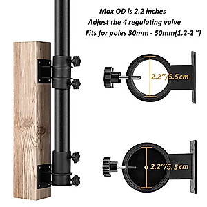 wihxd 2 Pcs Patio Umbrella Holder, Adjustable Deck Umbrella Mount, Heavy Duty Patio Umbrella Stand, Outdoor Umbrella Clamp Bracket for Deck Railing, Balcony, Courtyard, Fences (Max OD 2.2'')