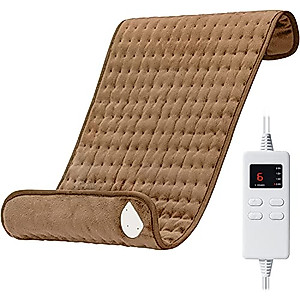 Heating Pad for Back Pain Relief, Moist & Dry Therapy Fast Heating 6 Heat Settings Auto Shut-Off Machine Washable, Electric Heating Pad for Neck Shoulders and Waist, 12'' x 24''(Coffee)