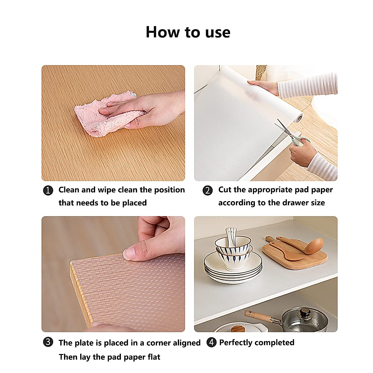 Shelf Liner Non-Adhesive, Drawer and Cabinet Liners Easy to Cut, EVA Refrigerator Mat for Kitchen Cupboard, Bathroom Shelves, Shoe Rack (11.9 x 59 inches)