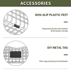 Metal Wire Basket Storage, Bathroom Basket for Organizing, Bathroom Counter Organizer with Wooden Handles, Farmhouse Bathroom Decor Tray, Toilet Paper Basket Storage (Small, Black)