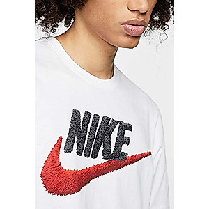 Nike Men's NSW Tee Brand Mark, White/Black/University Red, Large