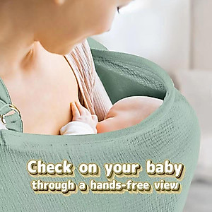 CORATED Nursing Cover for Baby Breastfeeding, Muslin Breathable Breastfeeding Cover Essentials with Rigid Hoop, Multi-use Adjustable Privacy Nursing Apron Cover