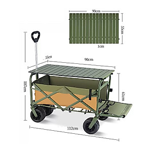 Folding Camping Cart, Outdoor Push Wagon Stroller Trailer Transport Free Standing Collapsible Utility Rolling Buggies Garden Sport Wagons (Color : A)
