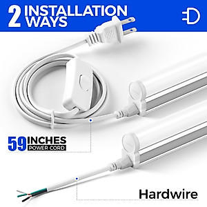 (6 Pack) Barrina LED T5 Integrated Single Fixture, 4FT, 2200lm, 6500K (Super Bright White), 20W, Utility LED Shop Light, Ceiling and Under Cabinet Light, Corded Electric with ON/OFF Switch, ETL Listed