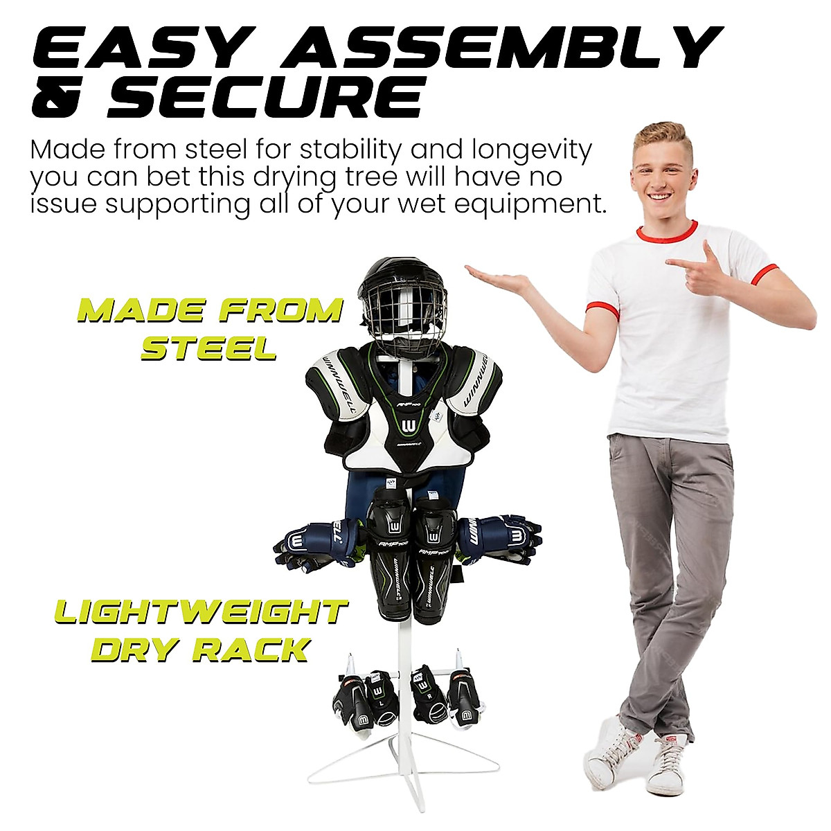 Winnwell Equipment Dry Rack - 55" Drying Tree Stand, Preserves & Aerates Sports Gear Quickly | Easy Assembly & Portable for Hockey, Football