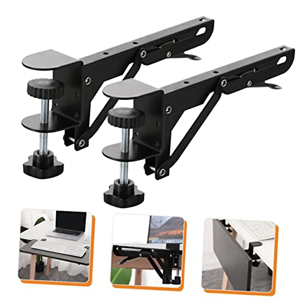 Housoutil 1 Set Foldable Bracket Desk Tray Computer Mount for Desk PC Keyboard Desk Keyboard Tray Keyboard Holder Computer Desk with Keyboard Tray Computer Desk Extender Bracket Fold Extend