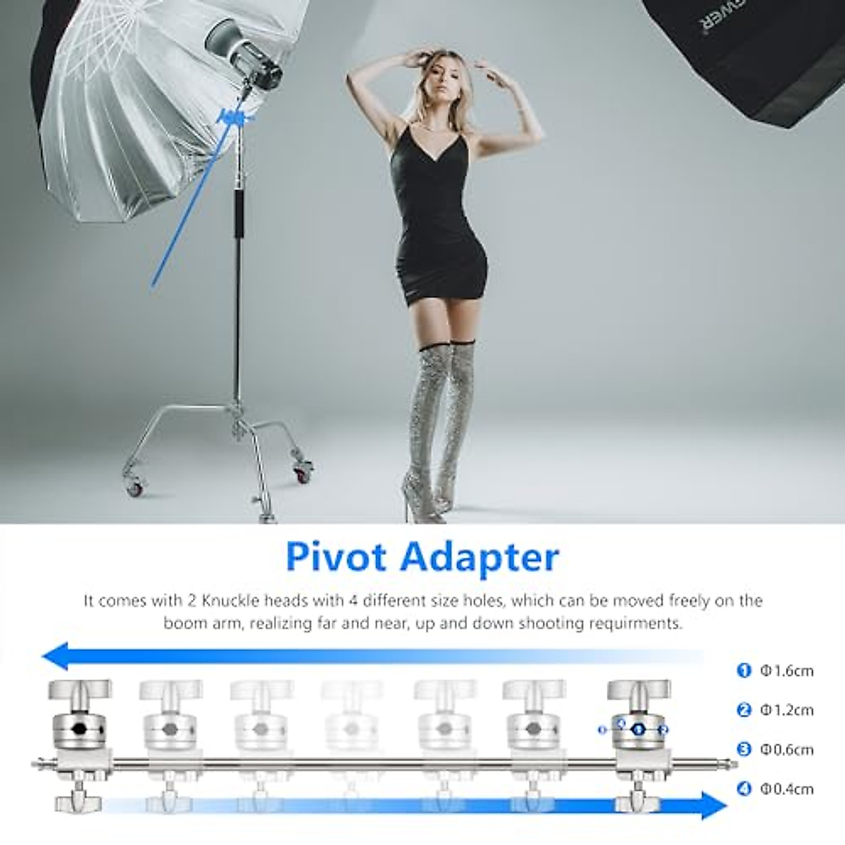 NEEWER Pro 100% Metal C Stand Light Stand with Wheels, Max. Height 10.8ft/330cm Adjustable Reflector Stand with 4ft/120cm Boom Arm & 3 Pulleys for Photo Studio Video Reflector, Monolight, etc