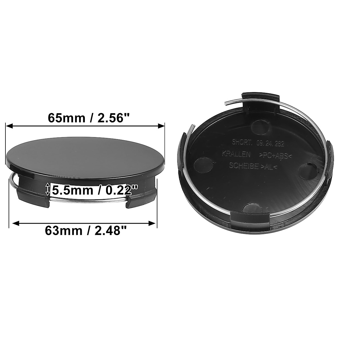 X AUTOHAUX 4 Pcs Universal 65mm Dia 4 Clips Wheel Tyre Center Hub Caps Cover Black for Auto Vehicle