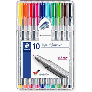 STAEDTLER Triplus Fineliner 0.3 mm Porous Point Pen 334 - SB10, 10 pack