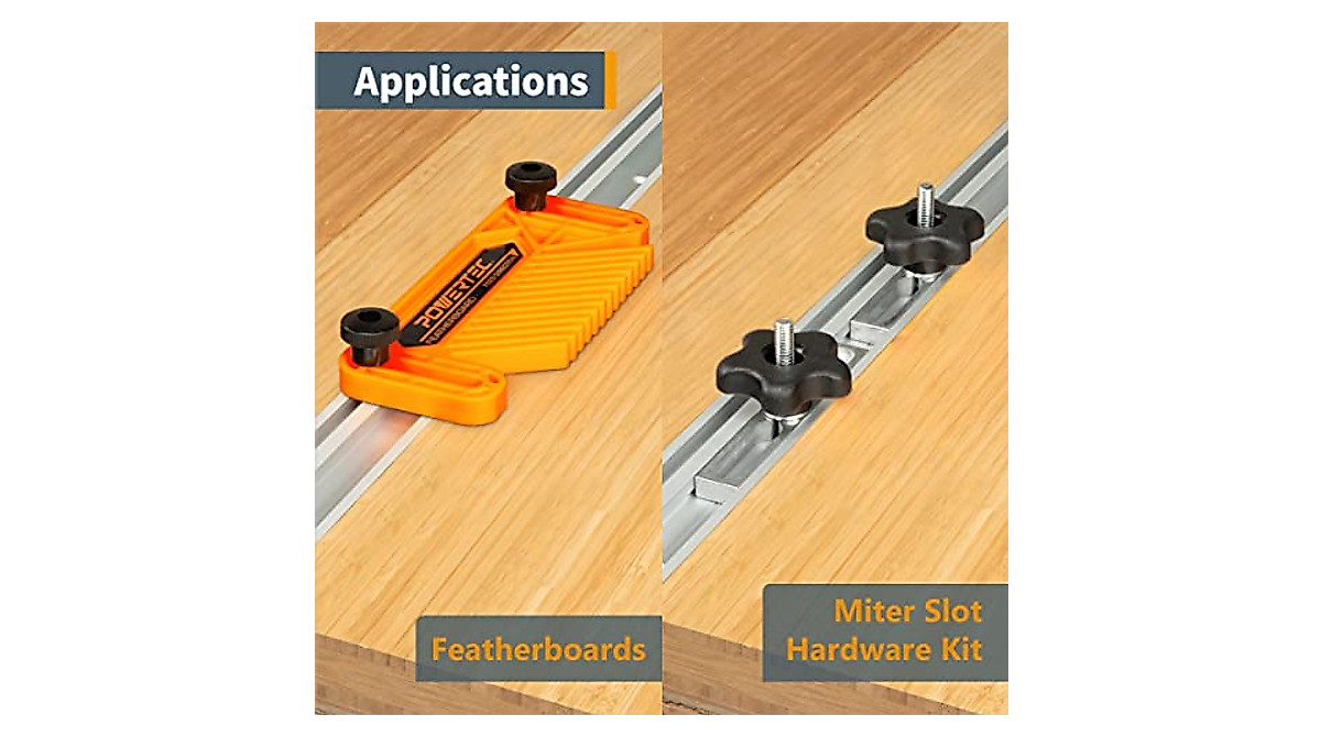 POWERTEC 71359 Aluminum Combo T-Track for Woodworking | 32-Inch Dual Rail