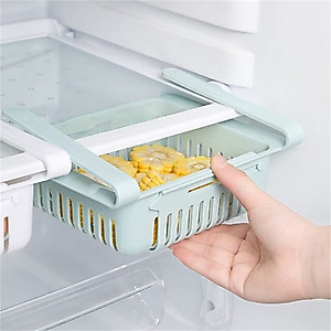 Adjustable Drawer for Fridge Kitchen Organizer Adjustable Kitchen Refrigerator Storage Rack Fridge Freezer Shelf Holder Pull-Out Drawer Space