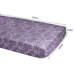Bacati - 2 Pack Paisley Floral 100 Percent Cotton Percale Universal Baby US Standard Crib/Toddler Bed Fitted Sheets (Lilac Purple Scroll)