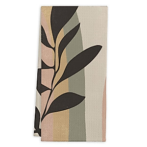 Abstract Boho Rainbow Botanical Leaf Kitchen Towels Tea Towels, 16 X 24 Inches Cotton Modern Dish Towels Dishcloths,Dish Cloth Flour Sack Hand Towel for Farmhouse Kitchen Decor,Boho Lovers Gifts