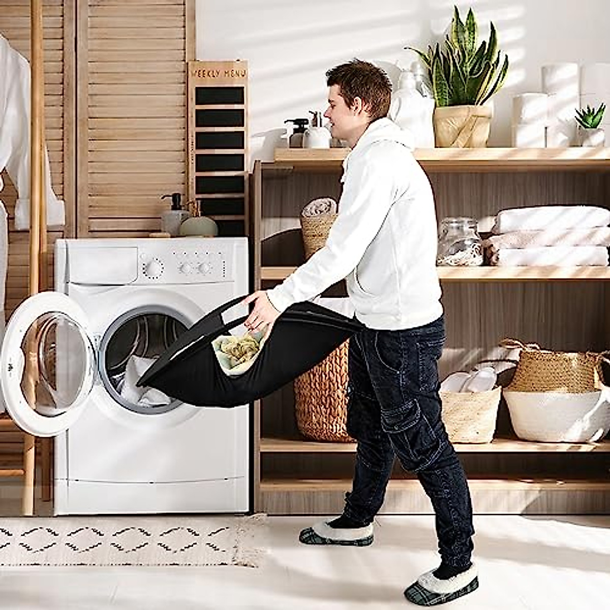 Bloss Pop-up Laundry Basket, Foldable Laundry Hamper, Laundry Bag for Easy Storage and Movement of Washing Machine Clothes(Black)