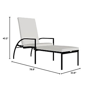 QZZCED Sun Lounger with Footrest PE Rattan Black,Outdoor Lounger,Outdoor Lounge Chair,Patio Lounger,Lounge Reclinerfor Garden, Balcony, Poolside