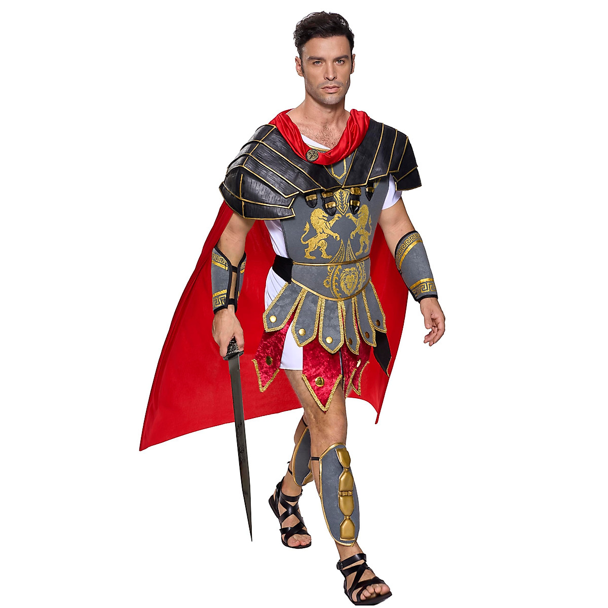 Spooktacular Creations Brave Men’s Roman Gladiator Costume Set for Halloween Audacious Dress Up Party