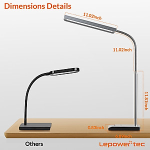 LEPOWER-TEC LED Desk Lamp for Home Office, 750LM Eye-Caring Reading Desk Light, 12W Gooseneck Lamp for Desk, Touch Table Lamp with 3 Timer Function, 60 Lighting Modes, Bright Desk Lamps for Study