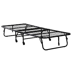 DHP Levy Folding Guest Bed with Metal Frame & 4 Inch Mattress, Twin, Black