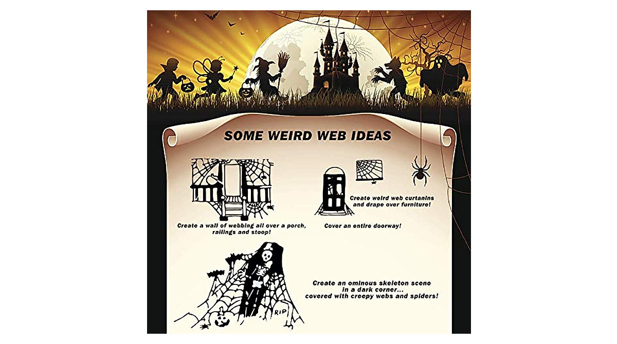 1400 sqft Halloween Spider Webs with 150 Spiders