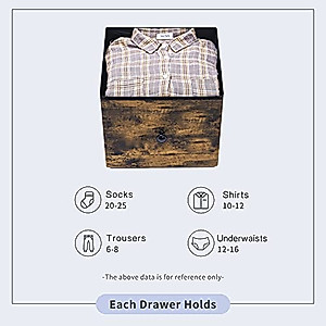 DOVAMY 6 Drawer Dresser for Bedroom, Fabric Dresser Organizer, Tall Dresser with Vintage Wooden Top, Steel Frame, Chest of Drawers, Closet, Nursery and Living Room, Rustic Brown