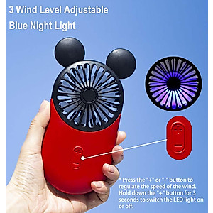 ZSHMJMJ Cute Personal Mini Fan(2 PACK), Mini Handheld Fan, USB Rechargeable Portable Fan with Stylish LED Light,3 Speed Adjustable,Cute Mouse,for Kids Girls Woman Home Office Outdoor Travel