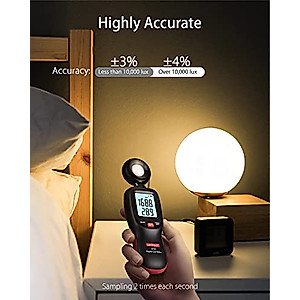 Wintact Digital Illuminance Light Meter Handheld with Thermometer Ambient, Lux Meter Range up to 200,000 Lux, Photometer Light Intensity Sense Test for Garden Indoor Plants LED Grow Light, Photography
