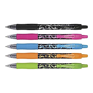 Pilot, G2 Premium Gel Roller Pens, Fine Point 0.7 mm, Fashion Collection, Assorted Colors, Pack of 5