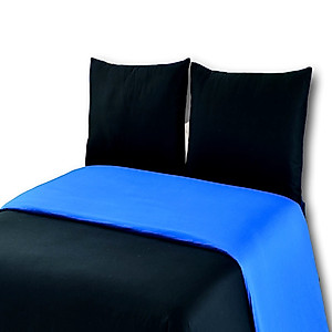 Tache 3 Piece 100% Cotton Reversible Solid Deep Blue and Black Duvet Cover Set, California King