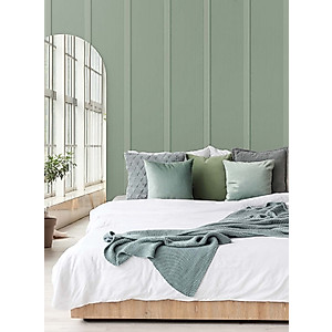 NextWall Faux Board and Batten Peel and Stick Wallpaper (Sage Green)