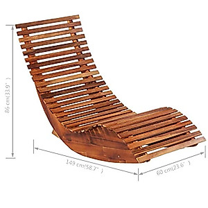 vidaXL 2X Solid Acacia Wood Rocking Sun Loungers Rocking Chair Chaise Lounge Outdoor Daybed Foldable Water Resistant Stable Durable Brown