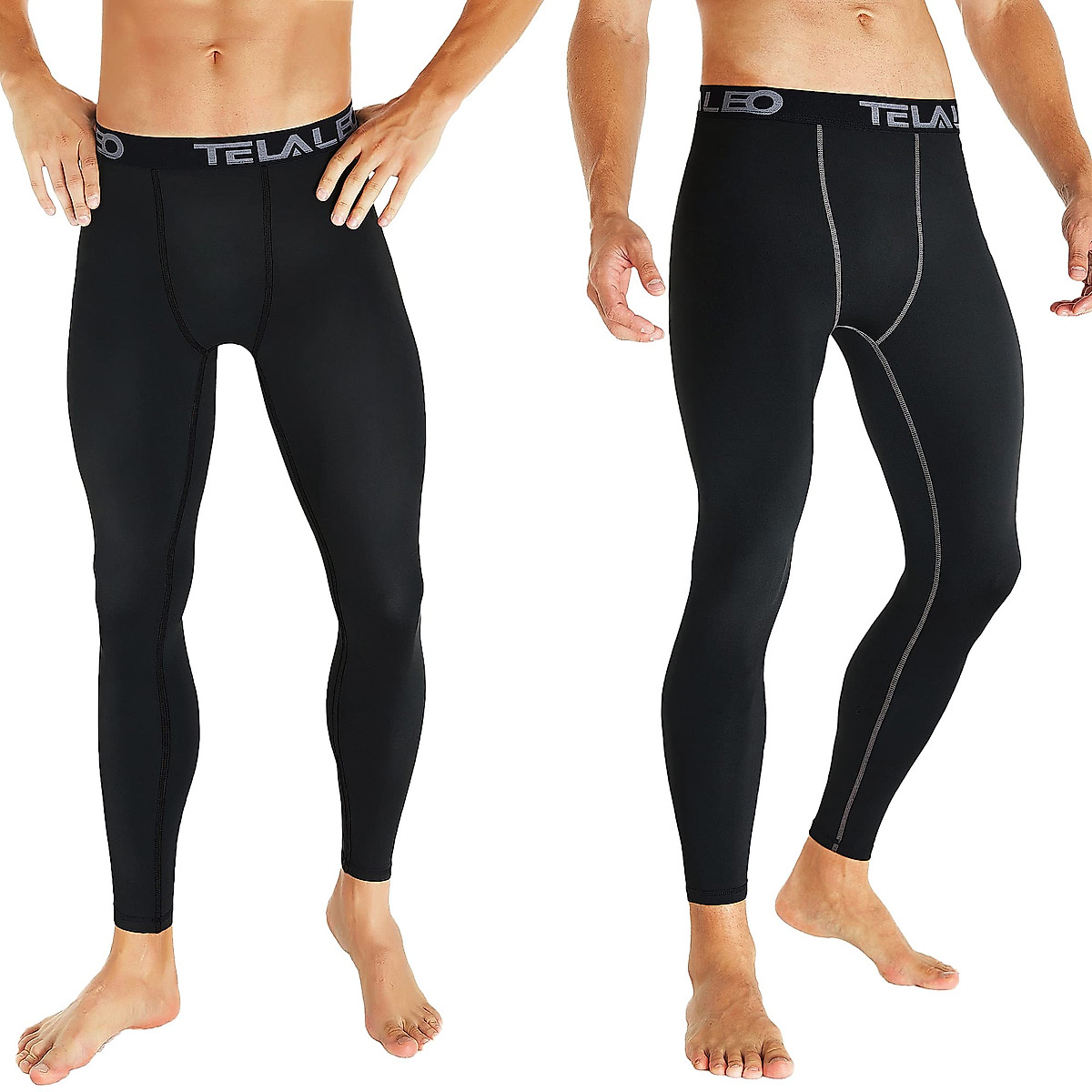 TELALEO 4 Pack Men's Compression Pants Leggings Sports Tights Athletic Baselayer Workout Running Black XL