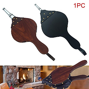 Bellows,Fireplace Bellows,Bellows for Wood Stove,Wooden Bellows for Fire Pit with Hanging Strap,Fireplace Bellows Indoor,Fireplace Tool Accessories,for Fire Pit Outdoor Camping BBQ Grill(Brown)