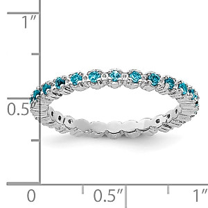 IceCarats 925 Sterling Silver Blue Topaz Stackable Ring Gemstone Band December Birthstone Jewelry Size 8.00