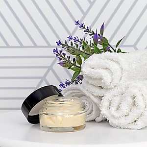 Cornucopia 15-Milliliter Clear Glass Balm Jars (12-Pack); 1/2 oz Cosmetic Jars with Lined Black Plastic Lids