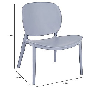 CangLong PP Dining Chair Armless Dining Side Chair for Dining, Living Room,Bedroom, Kitchen, Set of 2, Gray