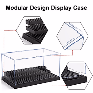 Minifigure Display Case for Action Figures Blocks, Clear Dustproof Acrylic Display Box Storage with 3 Movable Steps Gifts for Children,Black…